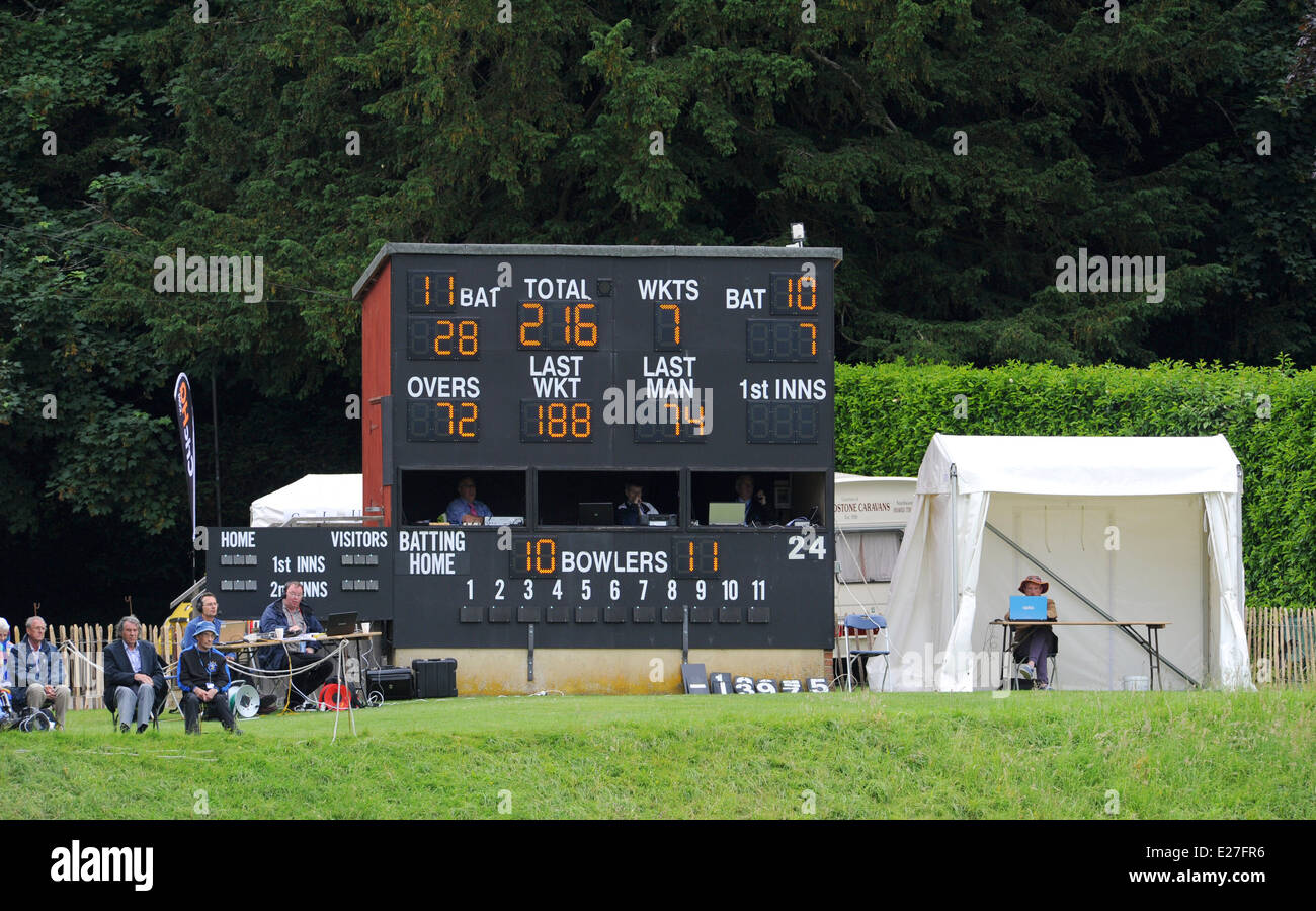 Scoreboard at Arundel Castle Cricket ground Sussex UK Stock Photo - Alamy