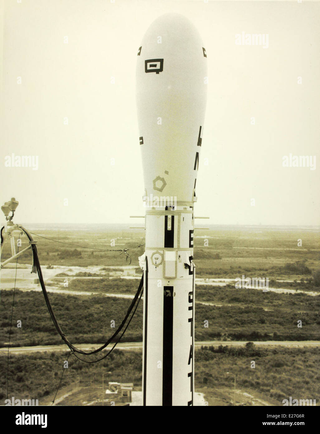 This image depicts the Atlas missile system during its test phase ...
