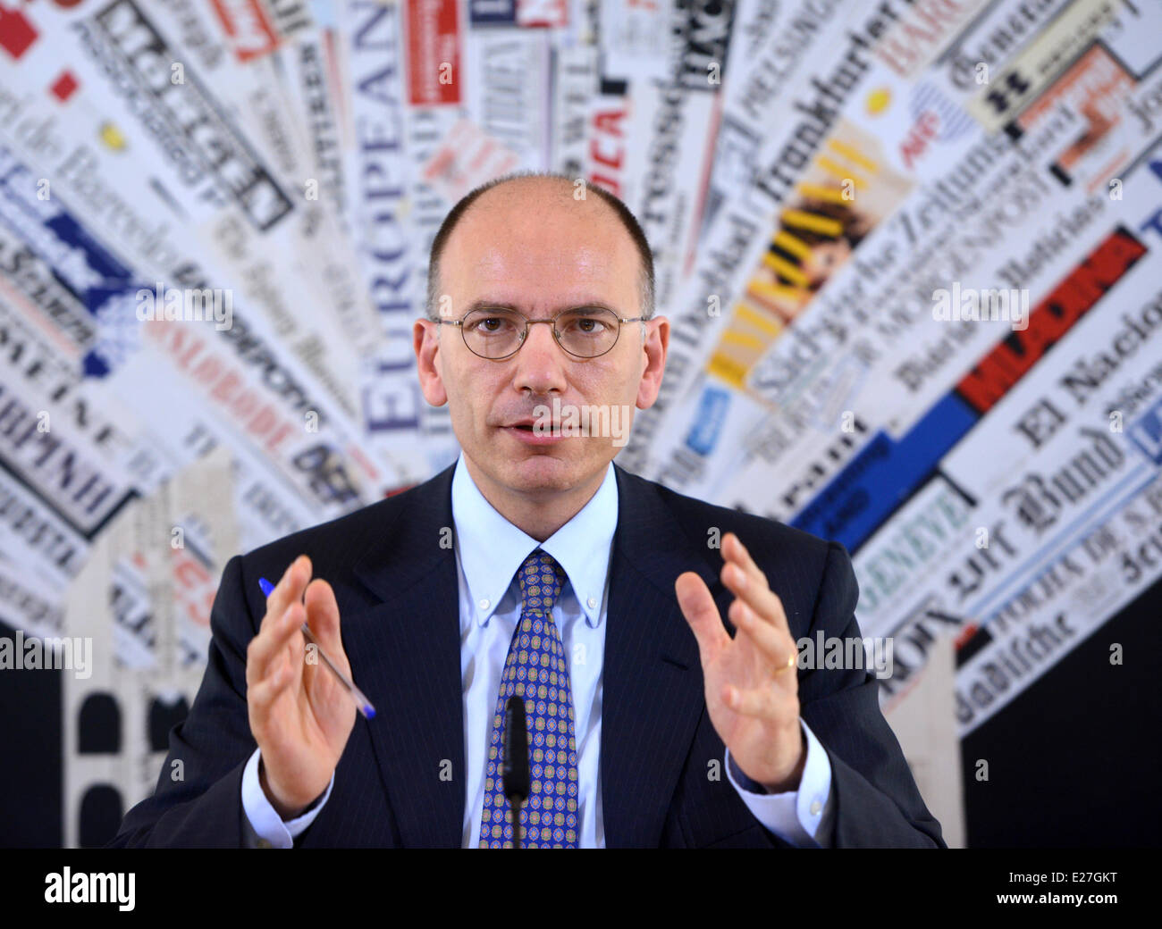 Italian Prime Minister Enrico Letta attends a press conference at the ...