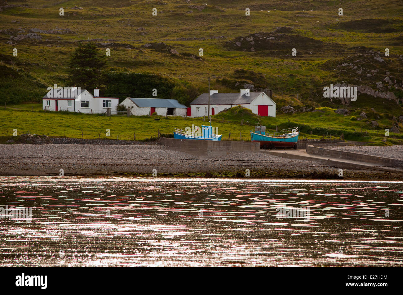 Fishing cottages village Dunaff head Atlantic coast Inishowen County ...