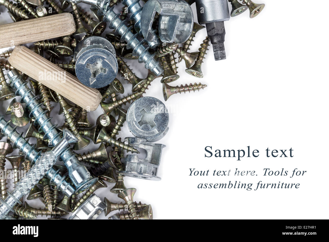 A heap of tools for assembling furniture over white background Stock ...