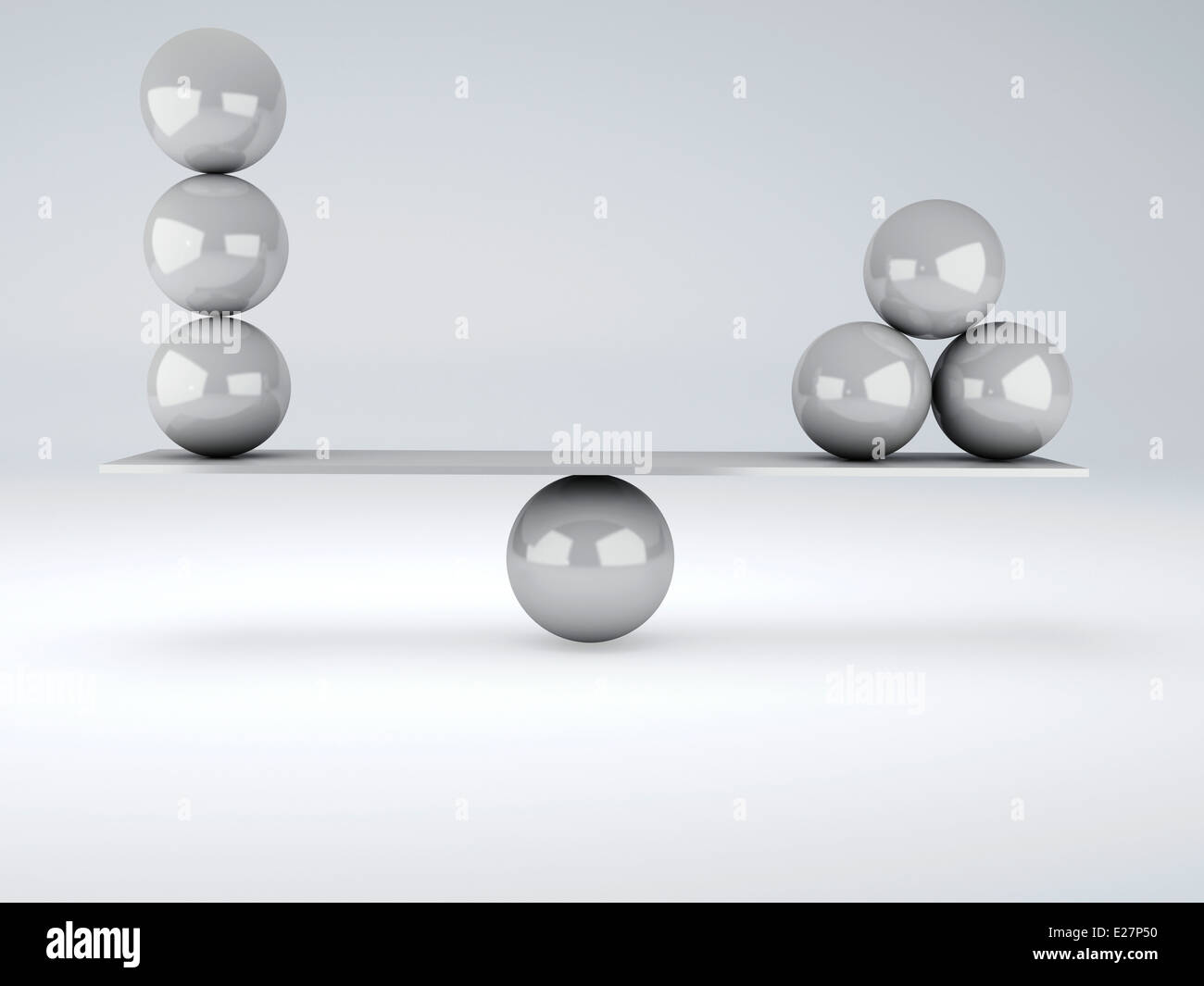 image of white spheres in equilibrium. Balance concept. 3d illustration ...