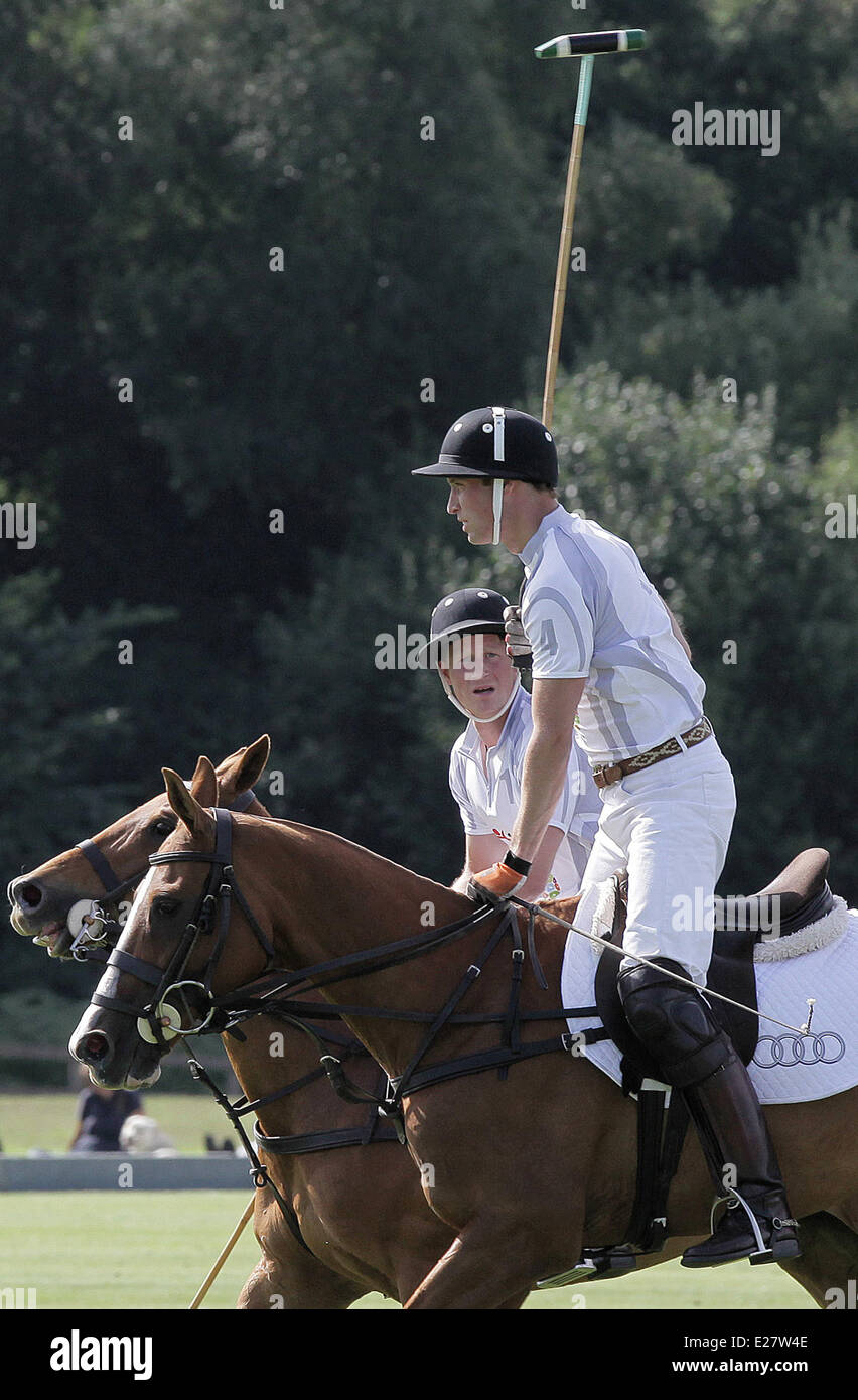 Britain's Prince WIlliam and Prince Harry play a charity polo match at ...