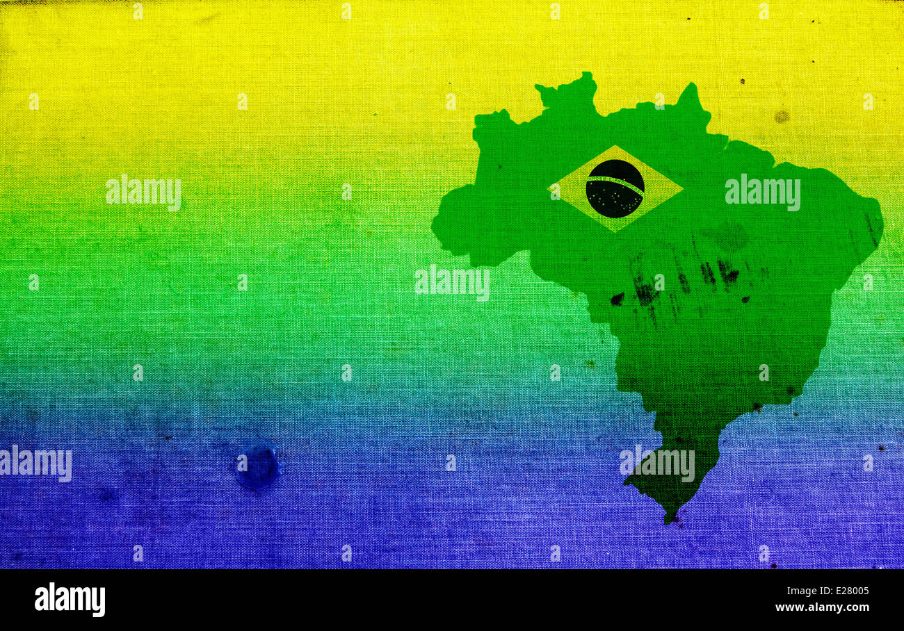 Vintage photo of Brazil's map and colours Stock Photo - Alamy