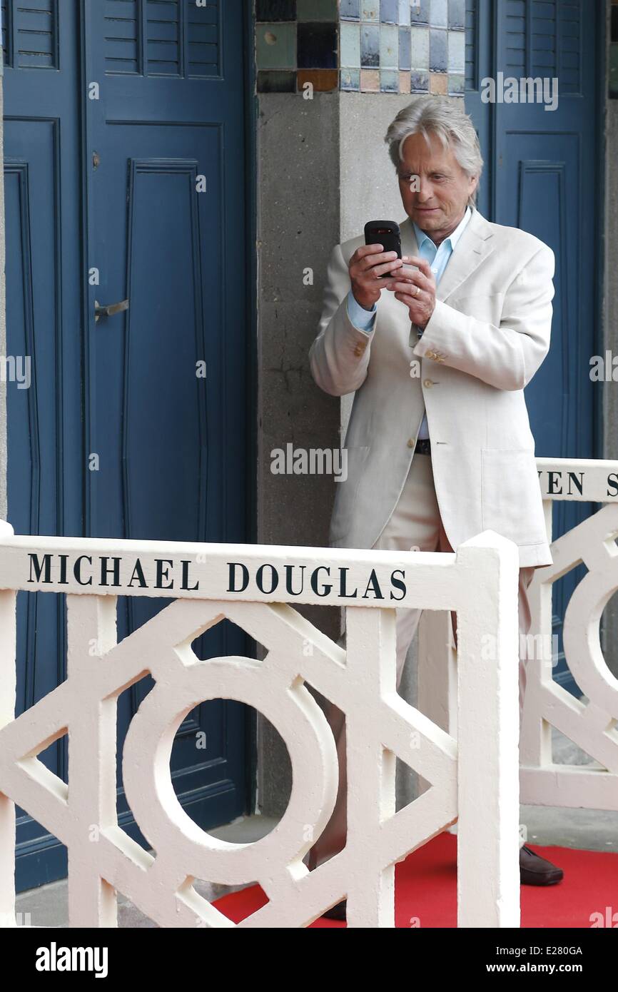 US actor Michael Douglas at the beach locker room dedicated to him on ...