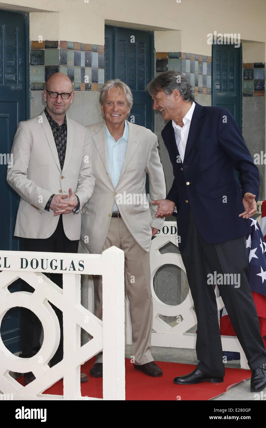 US actor Michael Douglas at the beach locker room dedicated to him on ...