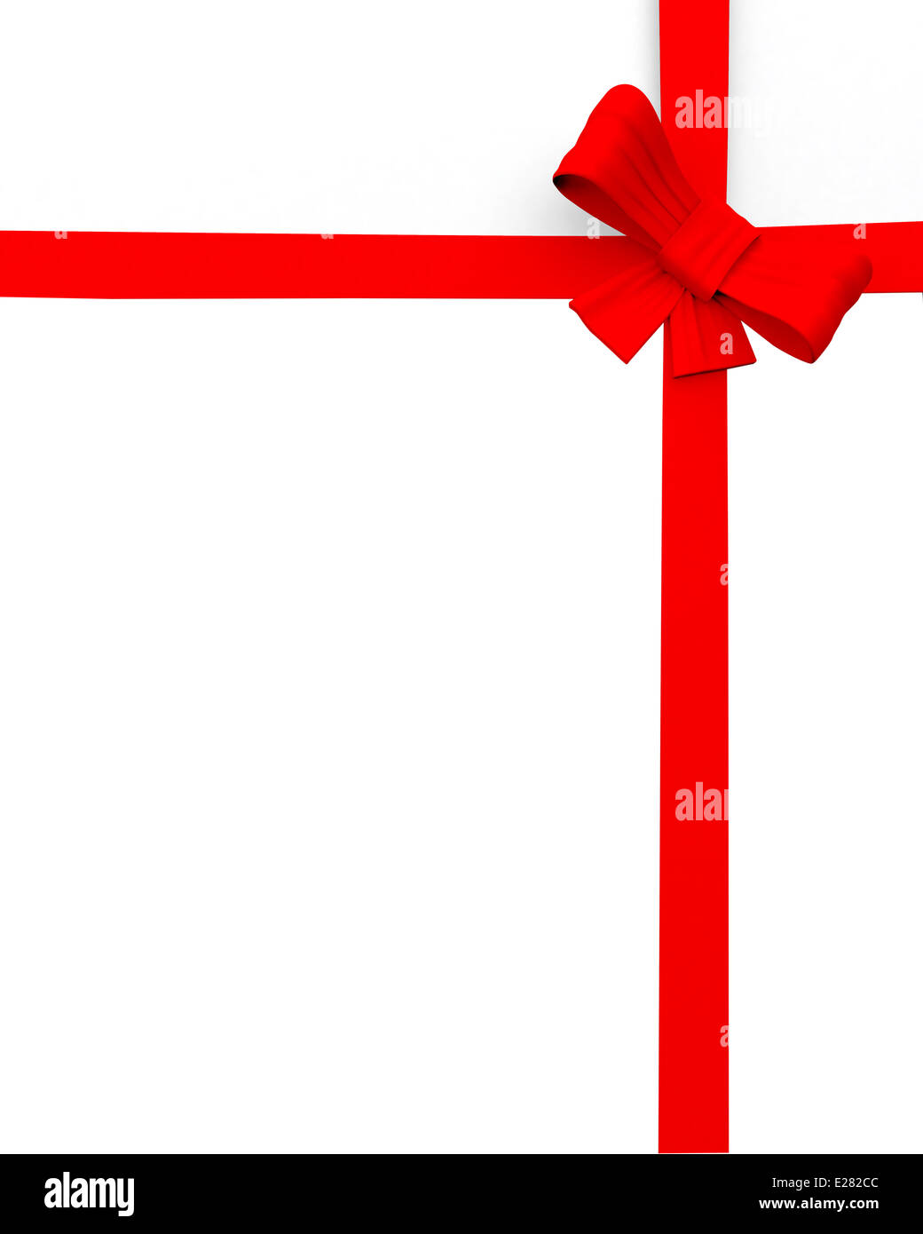 wrapped up red ribbon on white background in corner position Stock ...