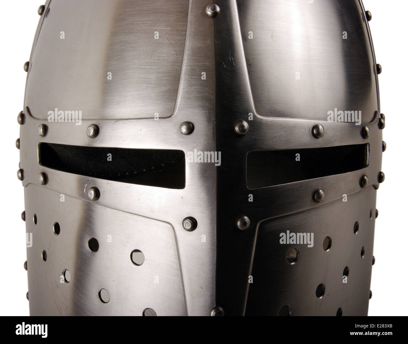 Iron helmet of the medieval knight. Very heavy headdress Stock Photo ...
