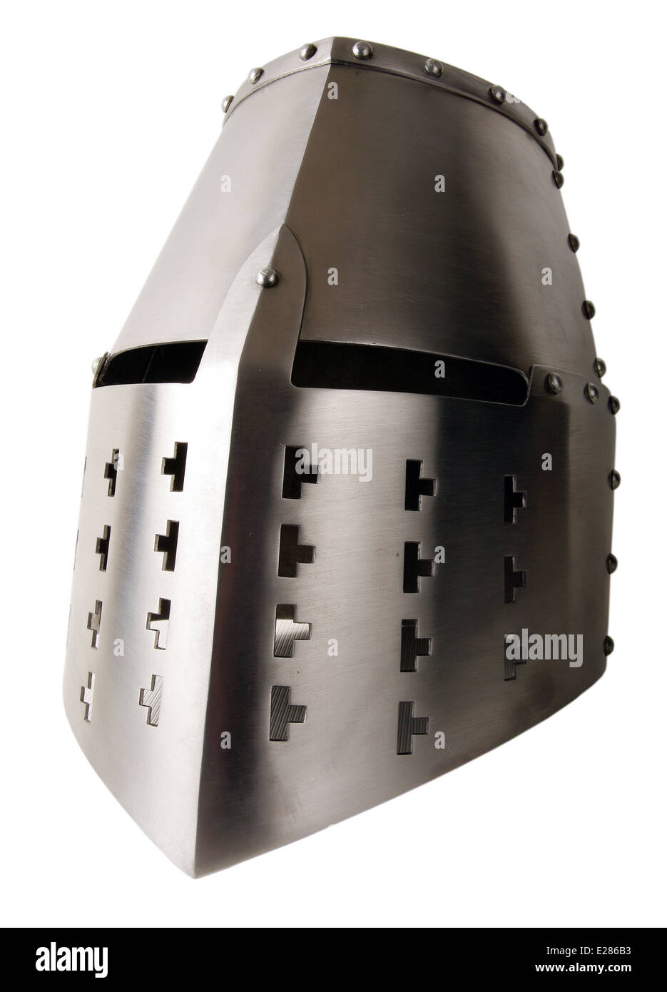 Iron helmet of the medieval knight. Very heavy headdress Stock Photo ...