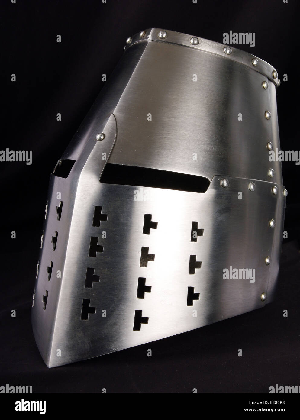 Iron helmet of the medieval knight. Very heavy headdress Stock Photo ...
