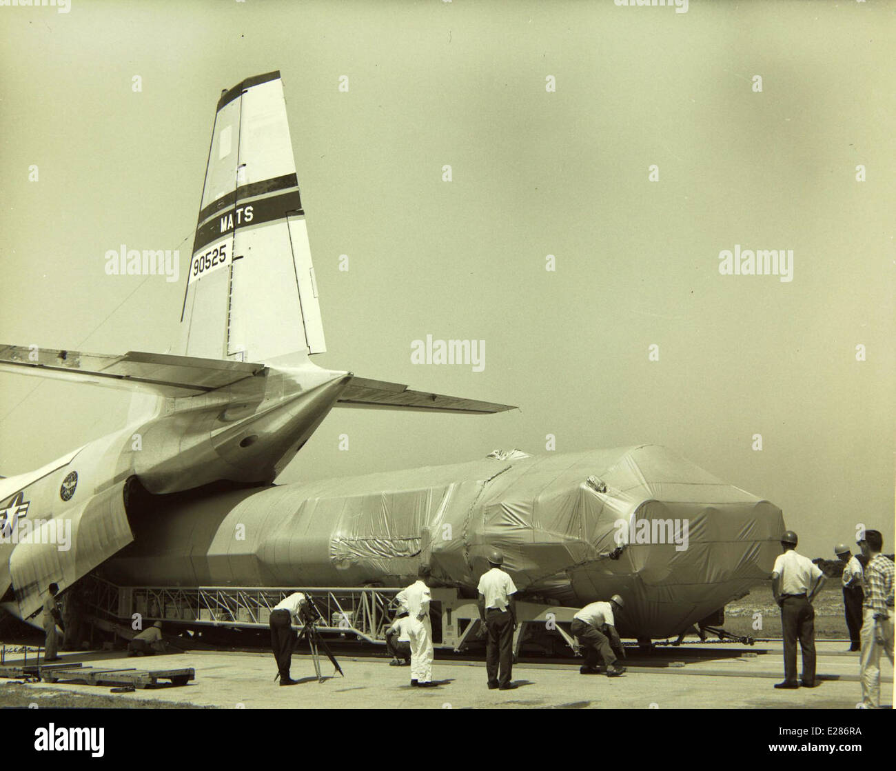 The Convair/General Dynamics Atlas 3E is seen being unloaded at Patrick ...