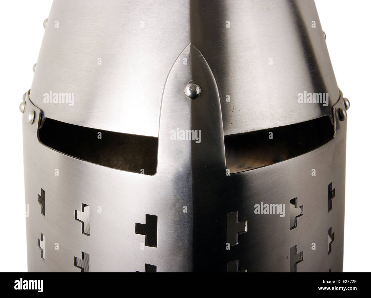 Iron helmet of the medieval knight. Very heavy headdress Stock Photo ...