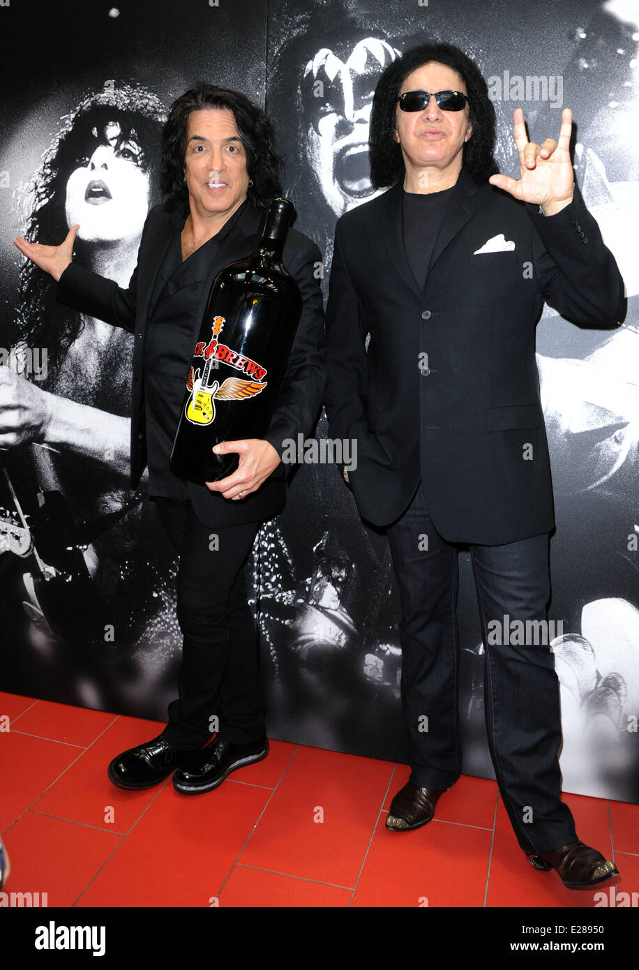 Musicians Paul Stanley and Gene Simmons of KISS at the grand opening of ...
