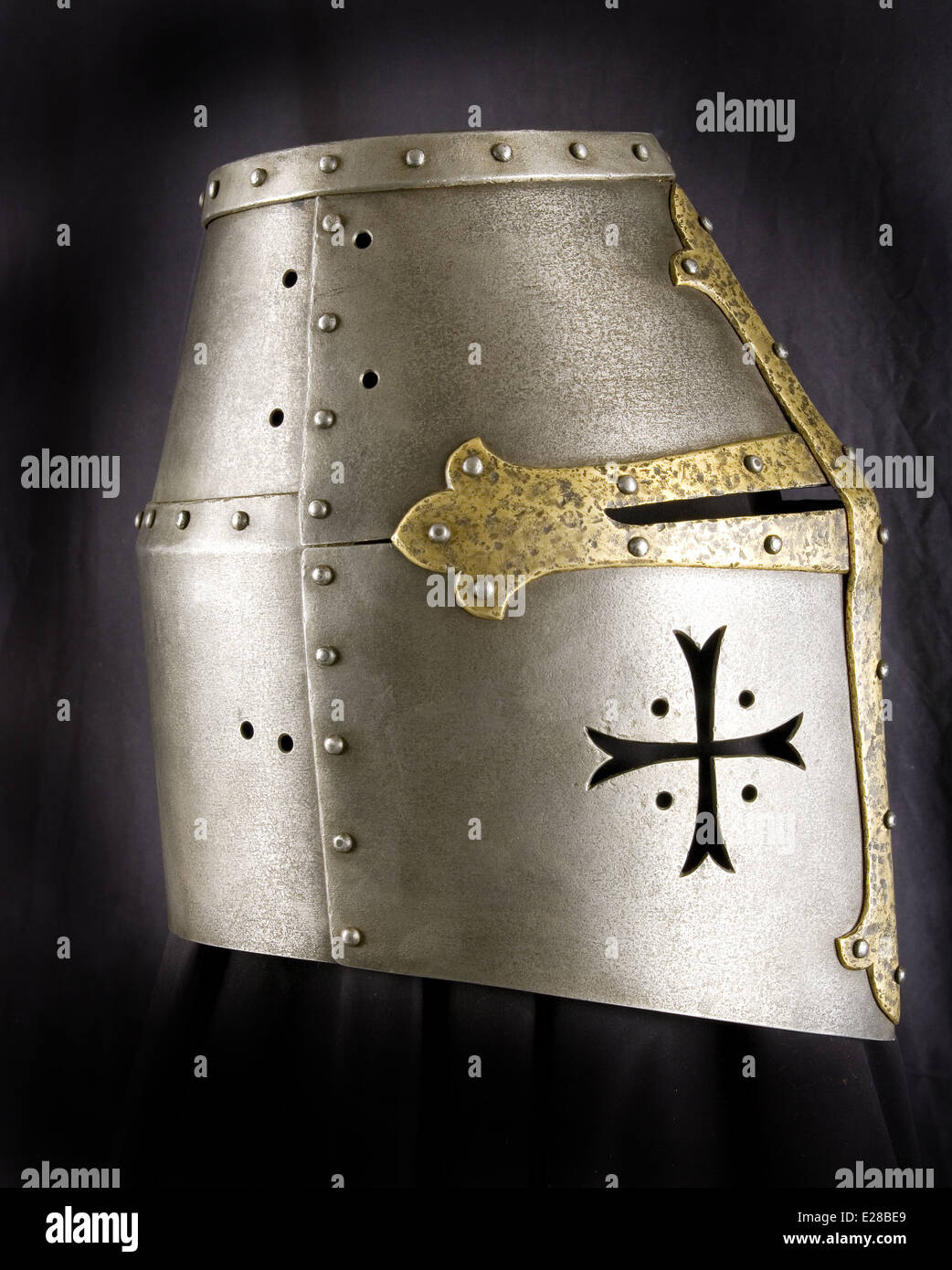 Iron helmet of the medieval knight. Very heavy headdress Stock Photo ...