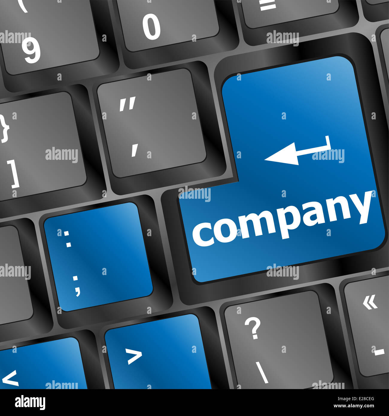 Keyboard key with company button Stock Photo - Alamy