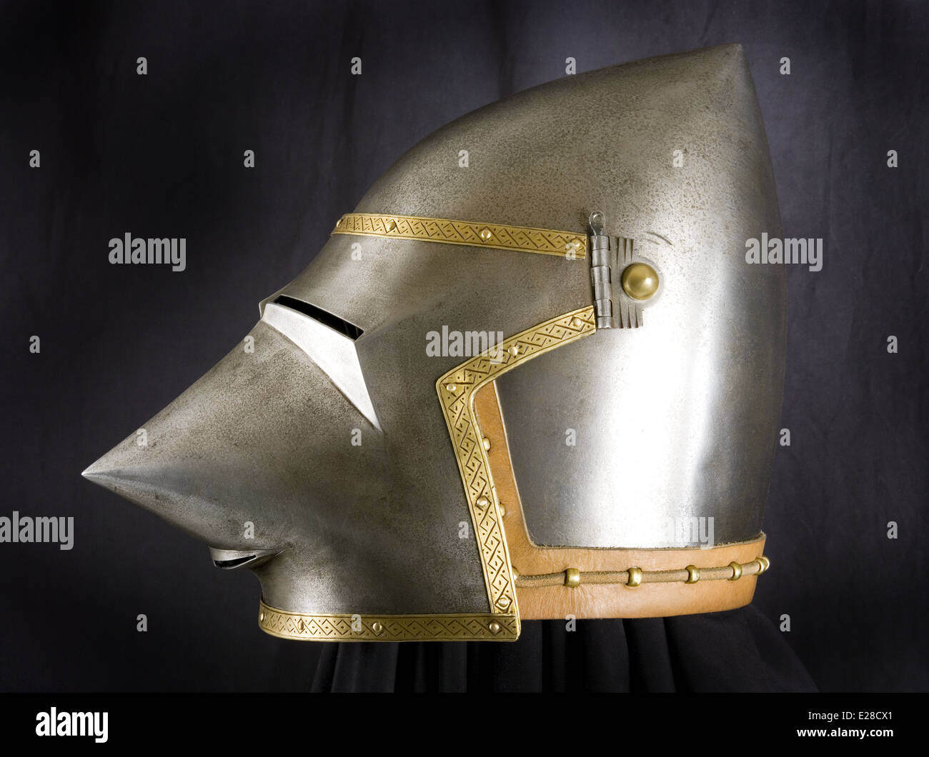 Iron helmet of the medieval knight. Very heavy headdress Stock Photo ...