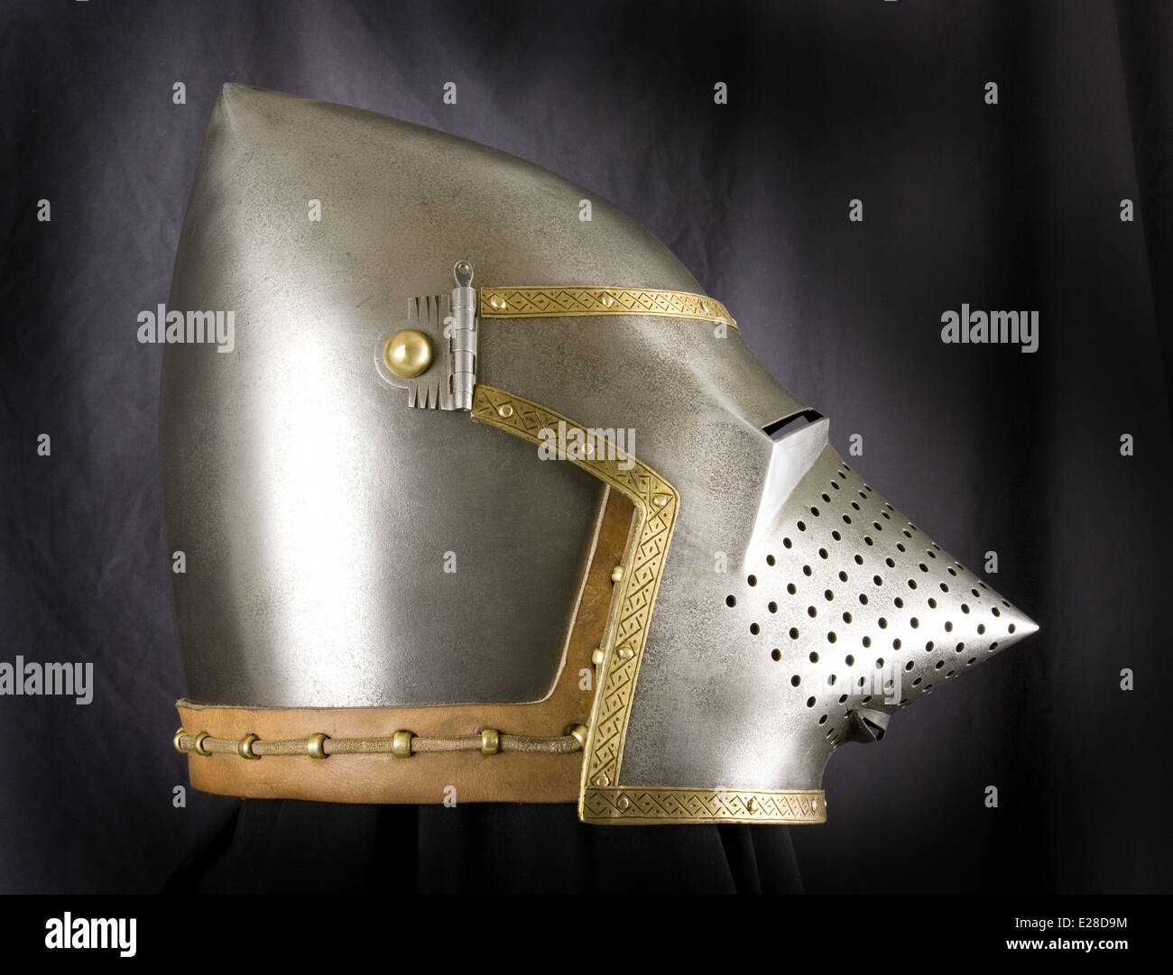 Iron helmet of the medieval knight. Very heavy headdress Stock Photo ...
