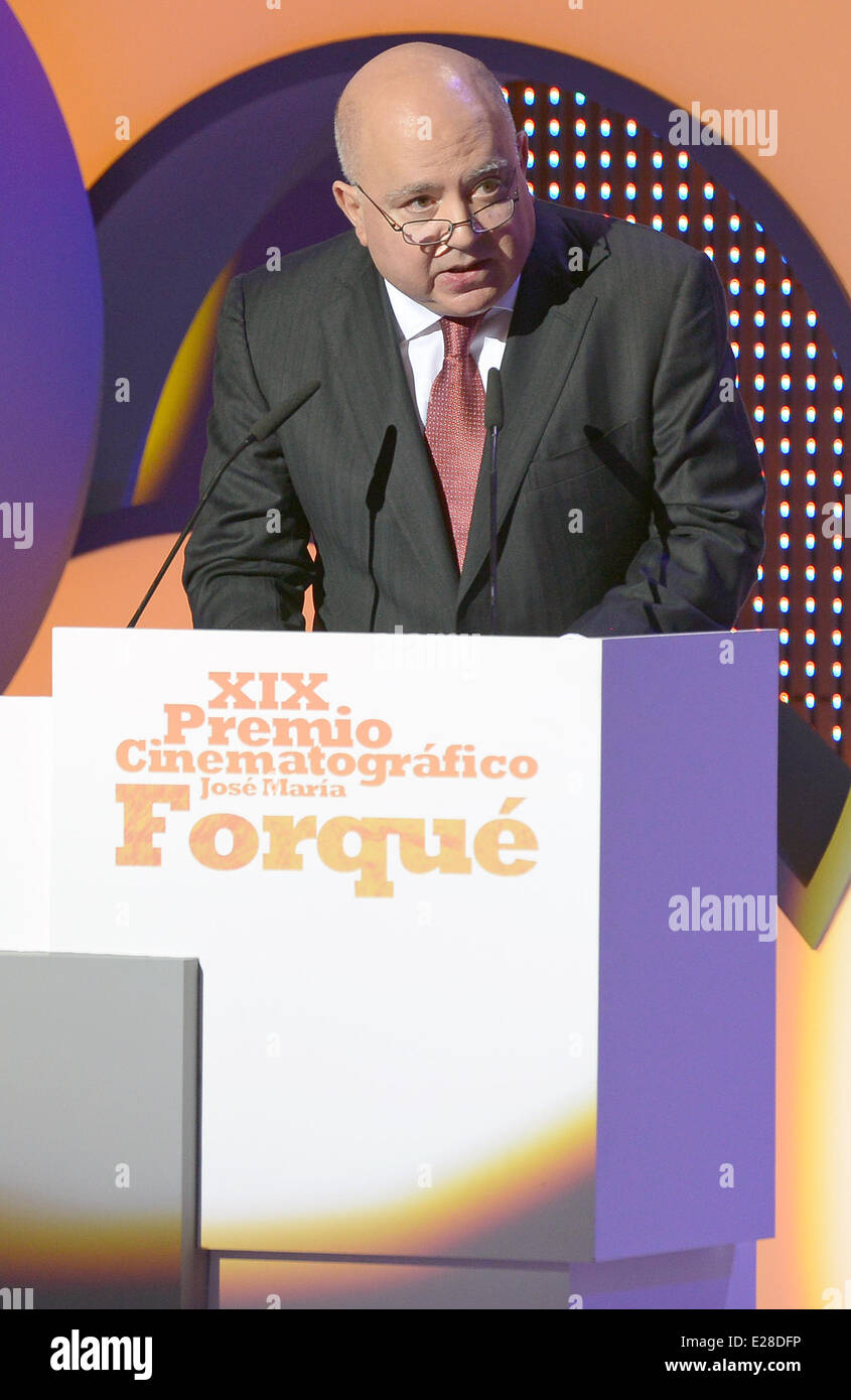 Spanish director Pedro Almodovar presents the Medal of Gold of EGEDA to ...