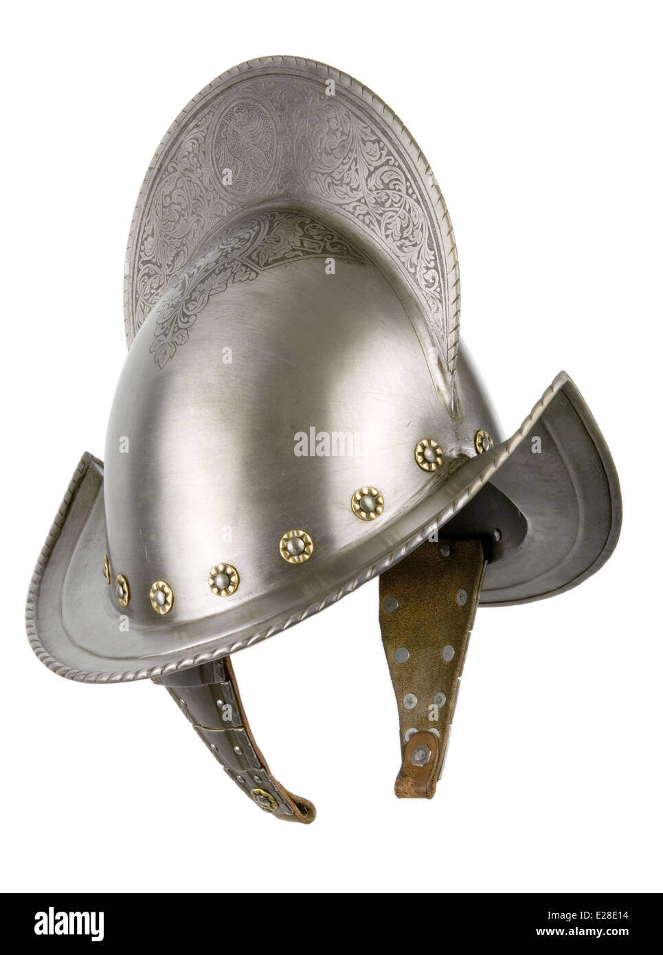 Iron helmet of the medieval knight. Very heavy headdress Stock Photo ...