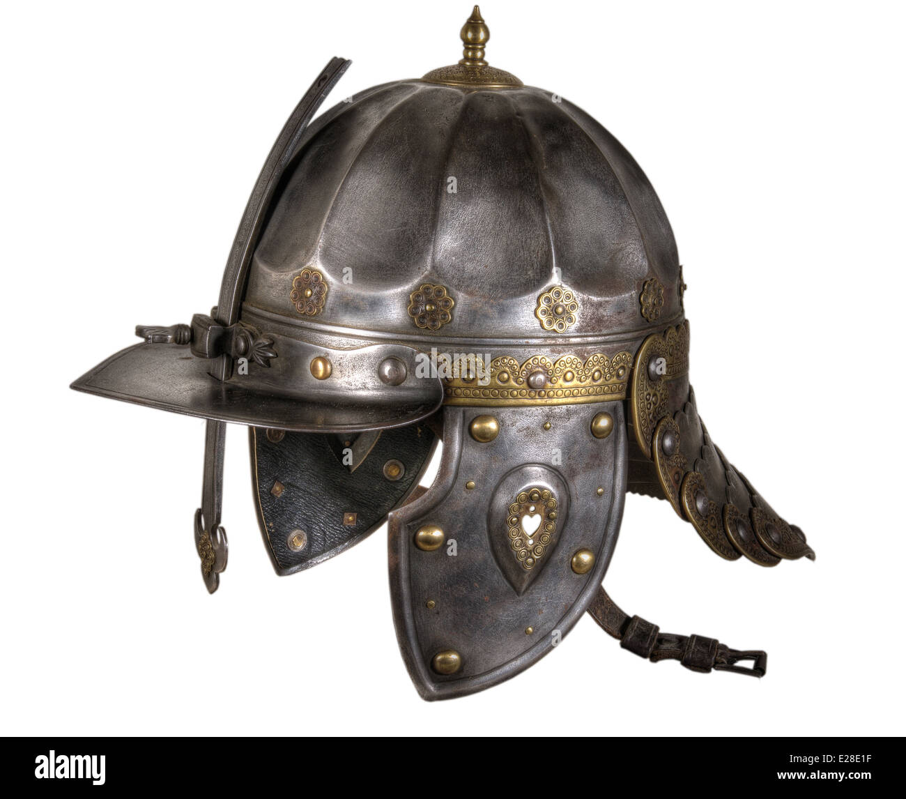 Iron helmet of the medieval knight. Very heavy headdress Stock Photo ...