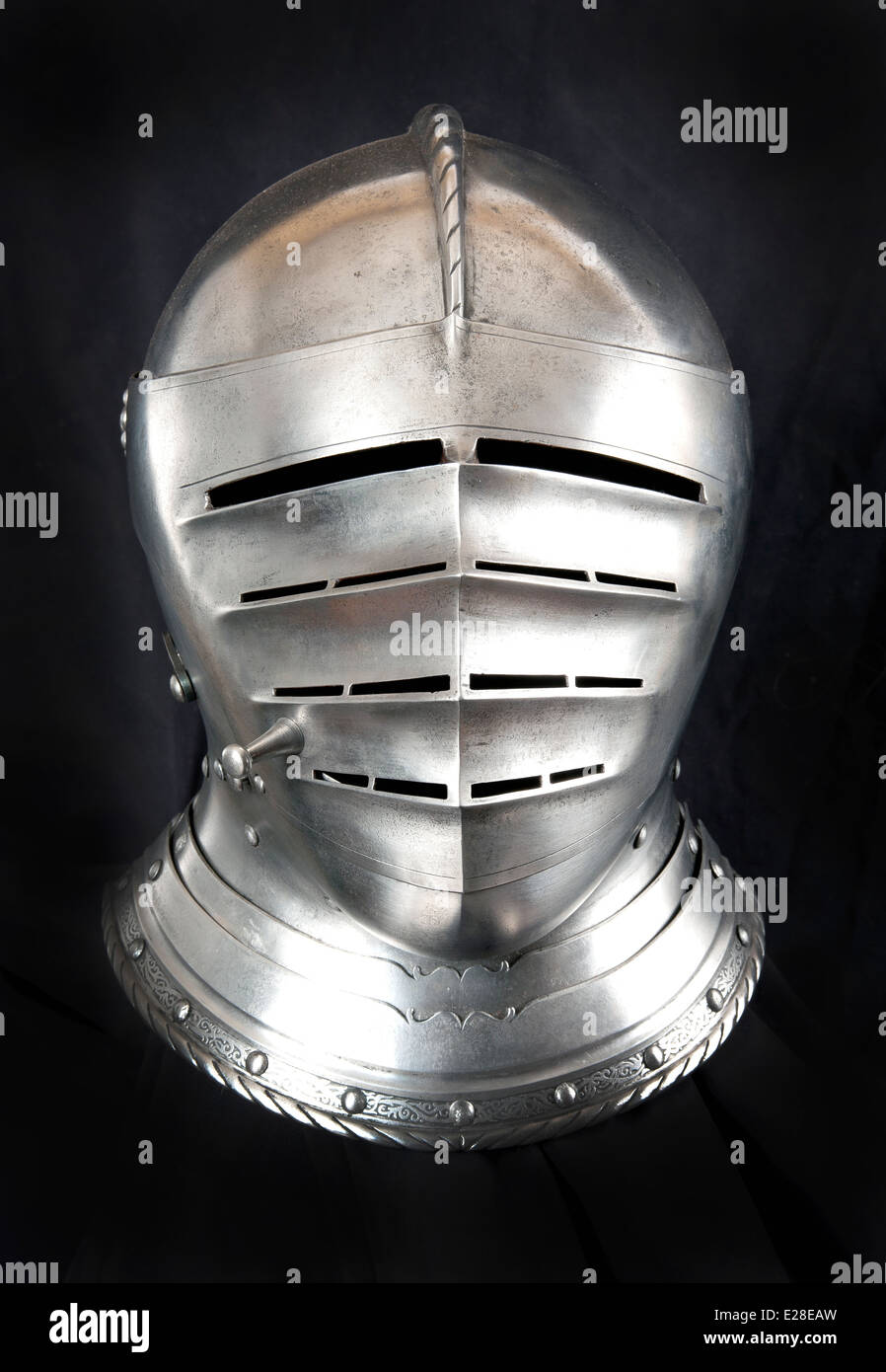Iron helmet of the medieval knight. Very heavy headdress Stock Photo ...