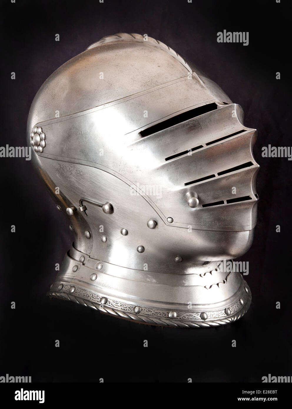 Iron helmet of the medieval knight. Very heavy headdress Stock Photo ...