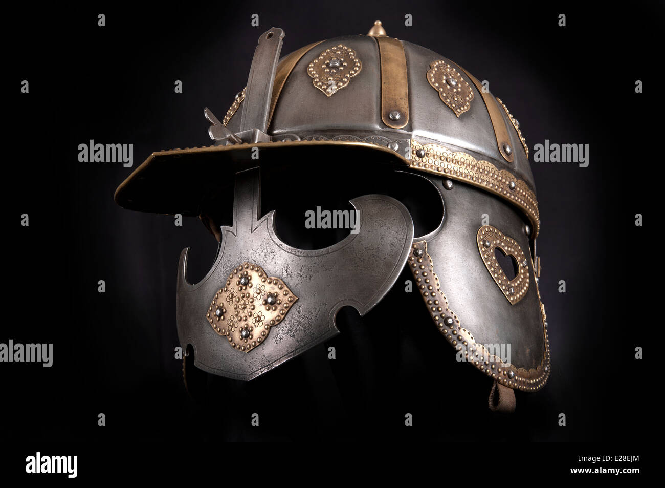 Iron helmet of the medieval knight. Very heavy headdress Stock Photo ...