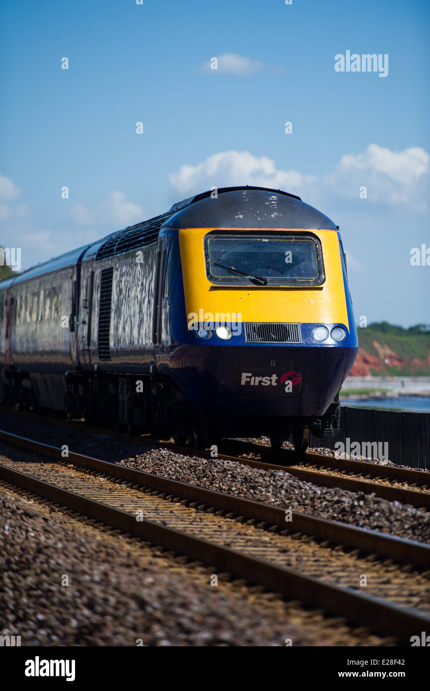 A First Great Western train just outside Dawlish station in England ...