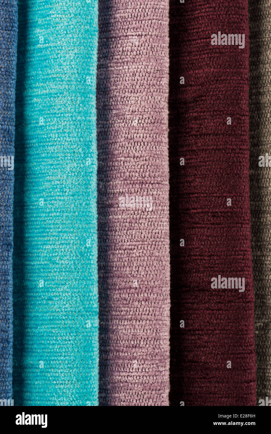 Closeup detail of multi color fabric texture samples Stock Photo - Alamy