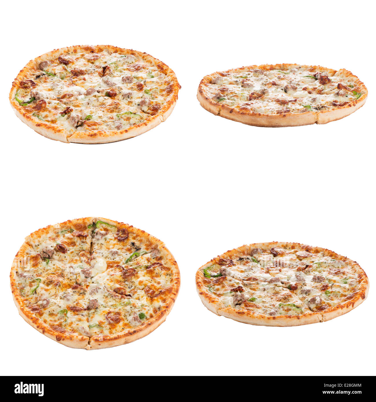 Italian pizzas isolated over white background Stock Photo - Alamy