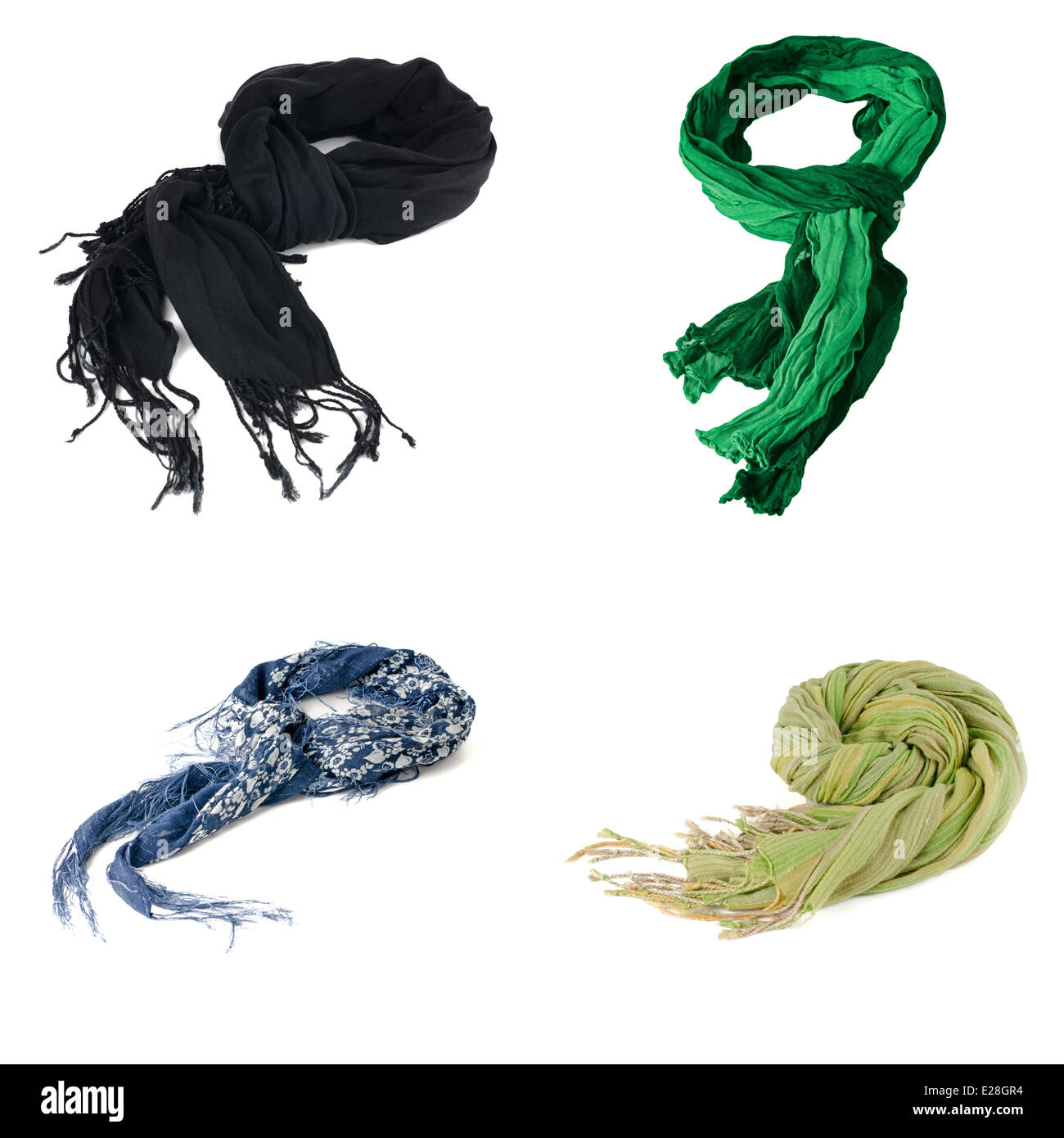 Set of scarves isolated on white background Stock Photo - Alamy