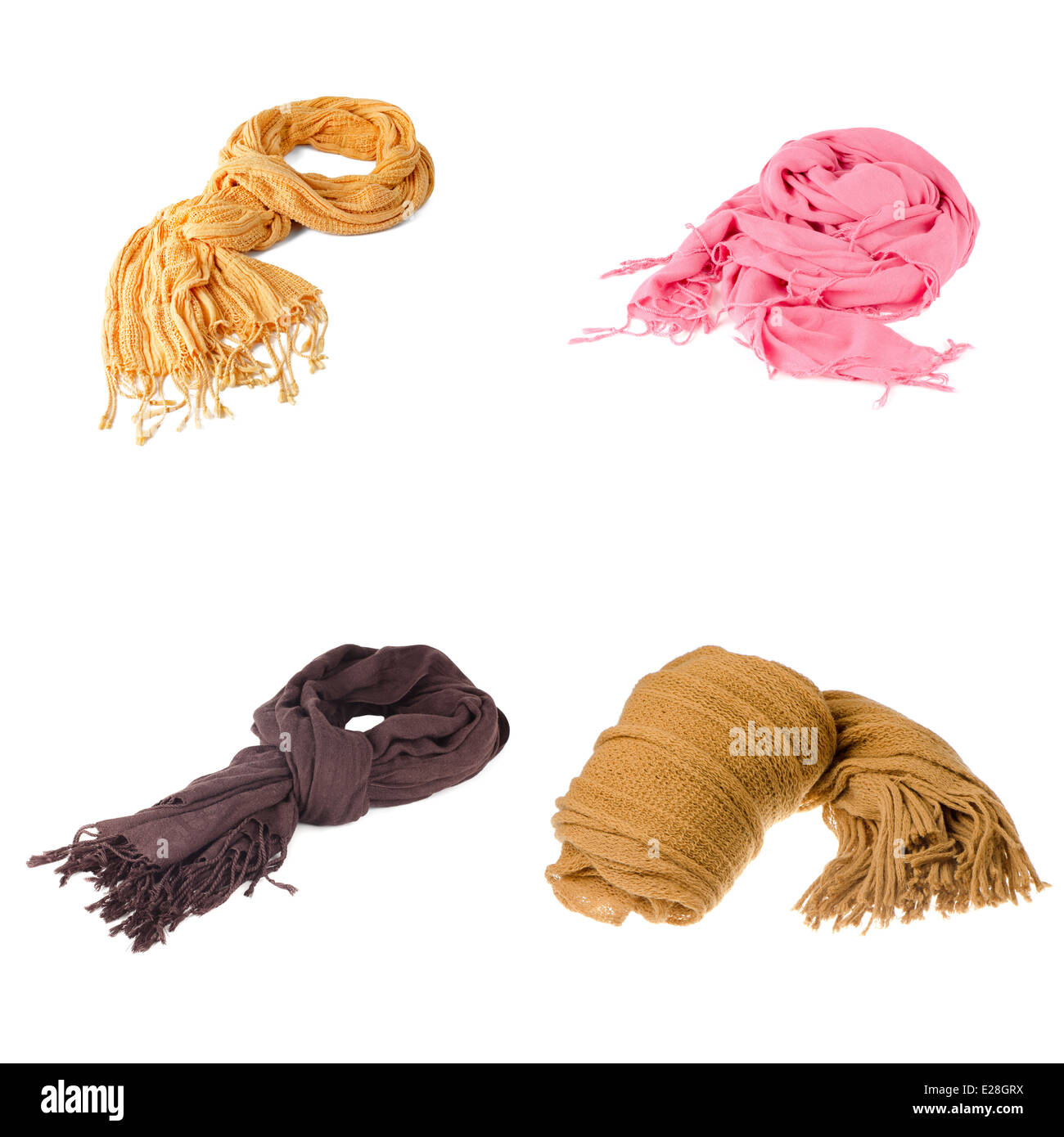 Set of scarves isolated on white background Stock Photo - Alamy