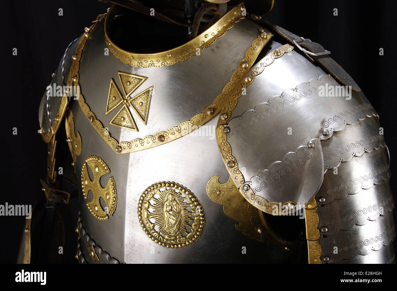 Armour of the medieval knight. Metal protection of the soldier against ...