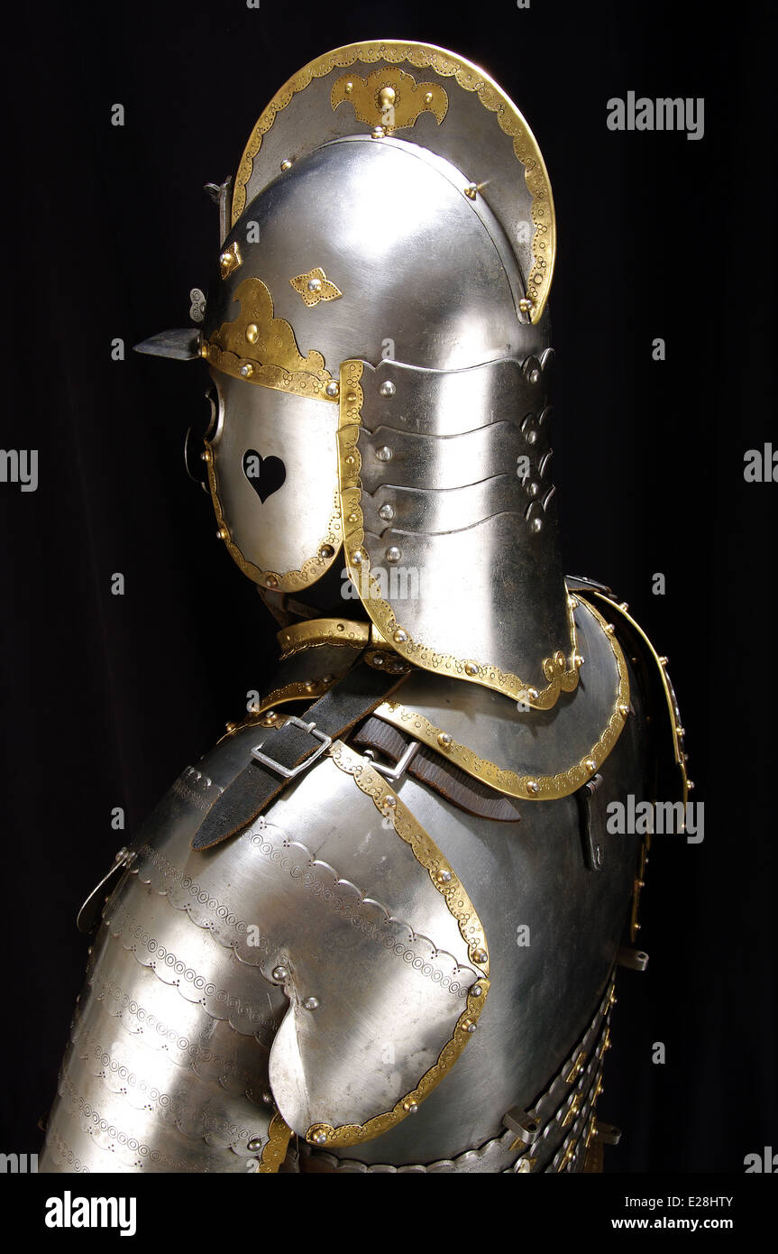 Armour of the medieval knight. Metal protection of the soldier against ...