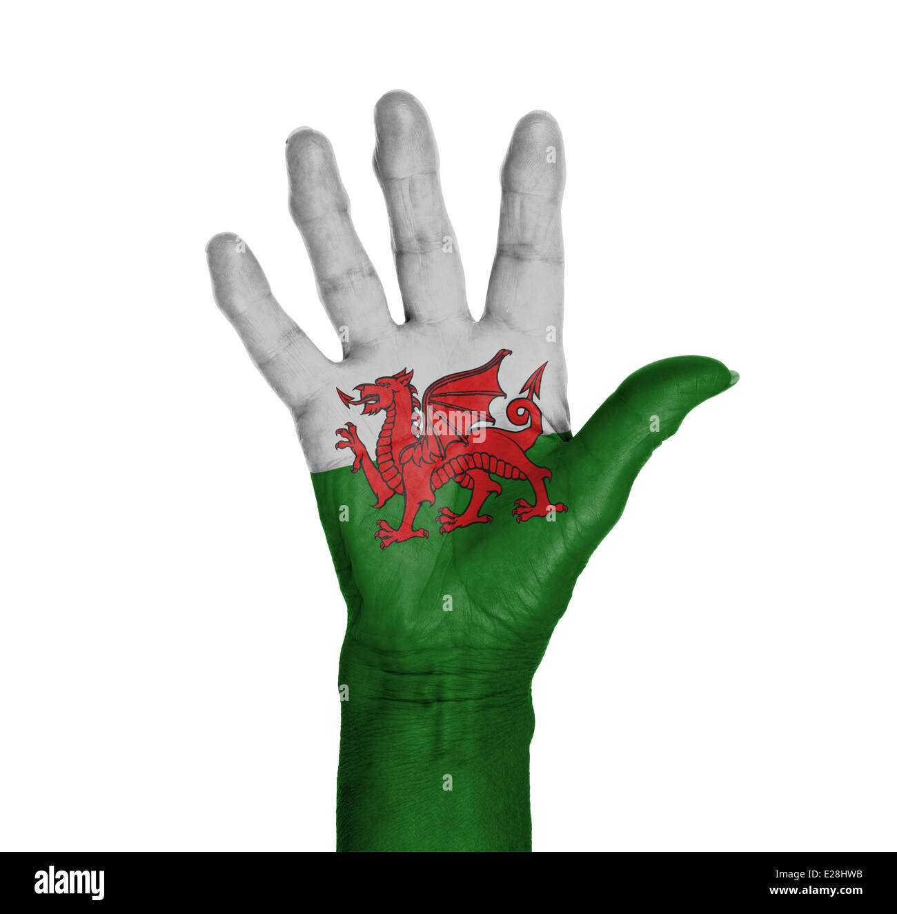 Hand symbol, saying five, saying hello or saying stop, Wales Stock ...