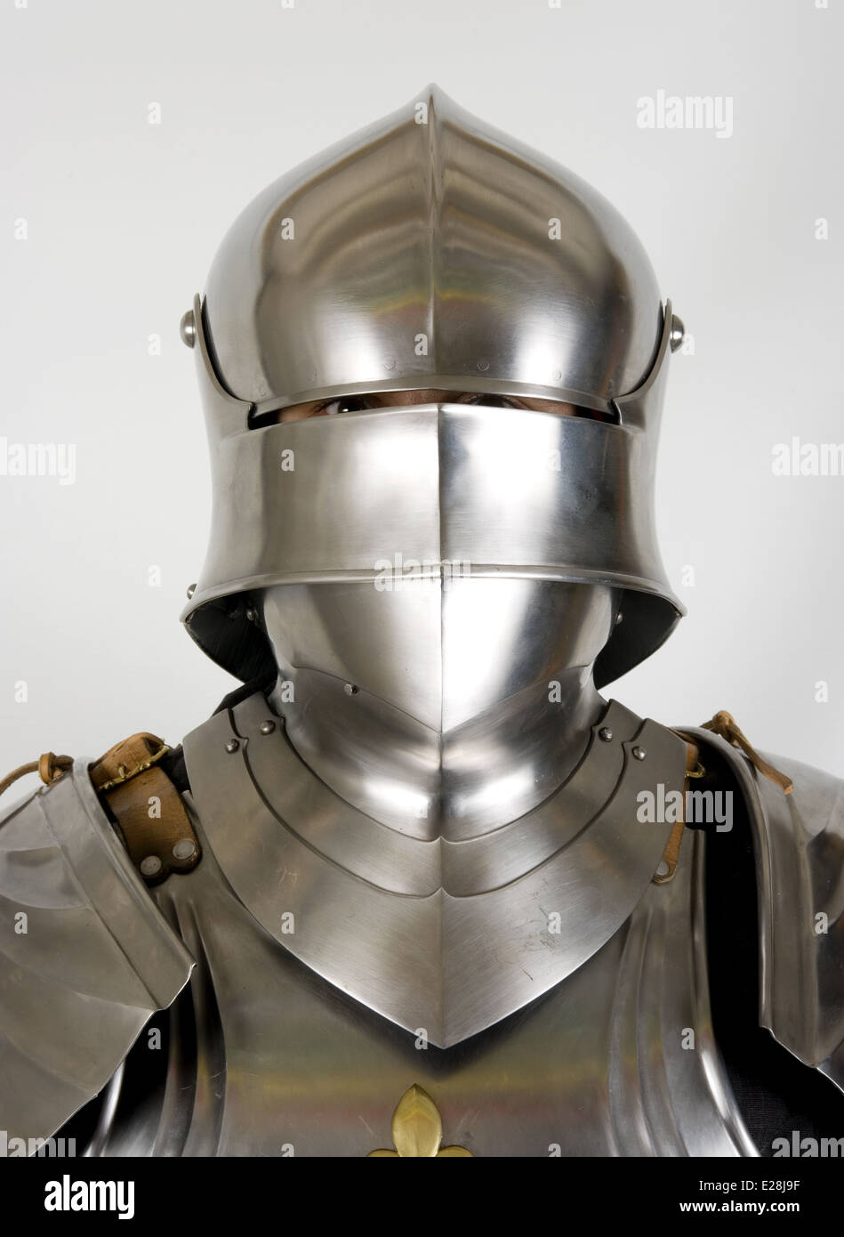 Armour of the medieval knight. Metal protection of the soldier against ...