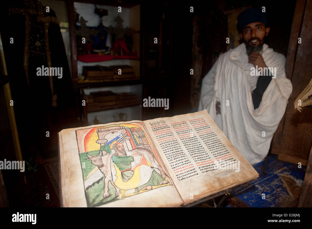 Manuscript and orthodox monk in a monastery ( Ethiopia Stock Photo - Alamy