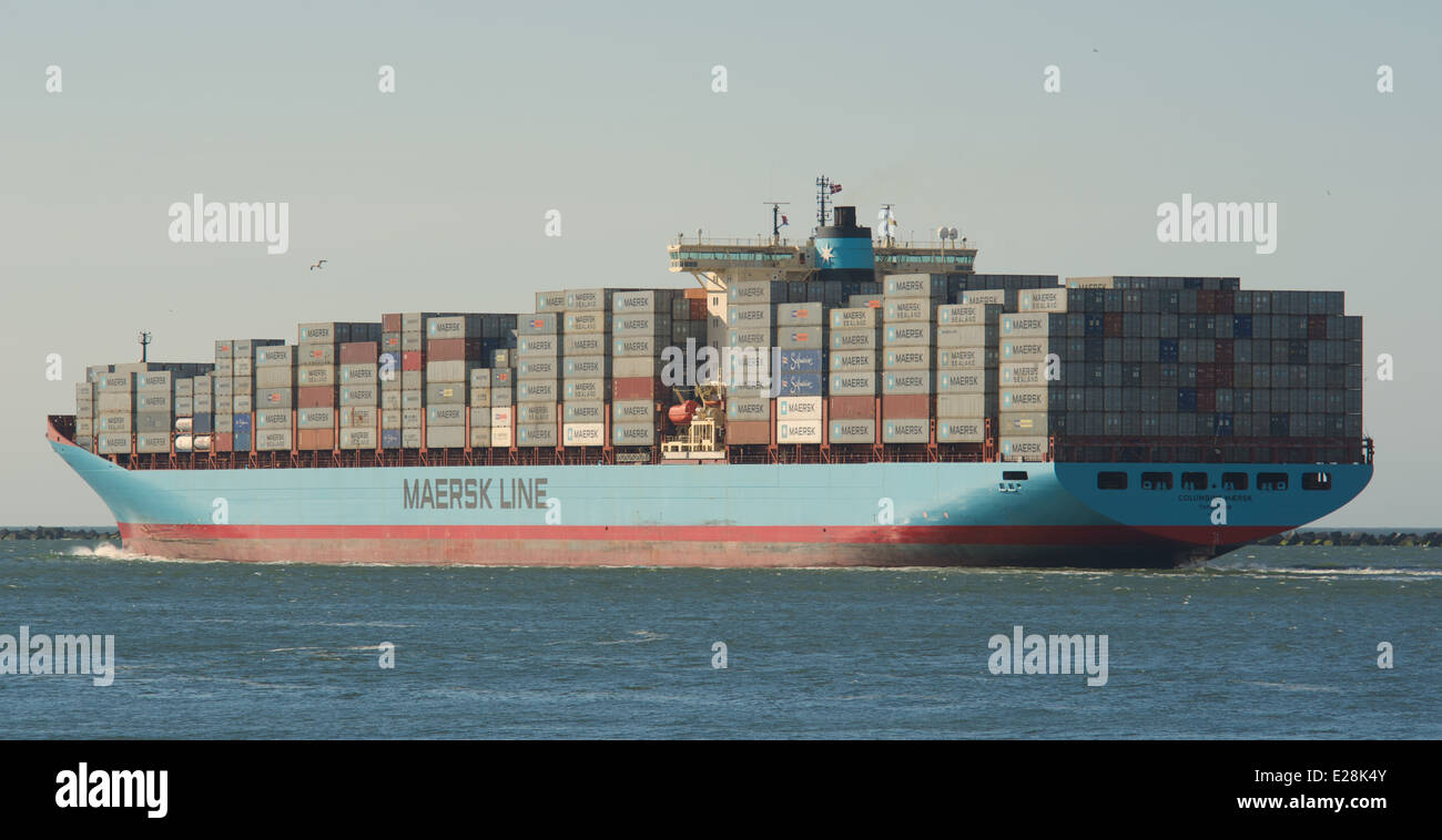 Container Ship departing Rotterdam Stock Photo - Alamy