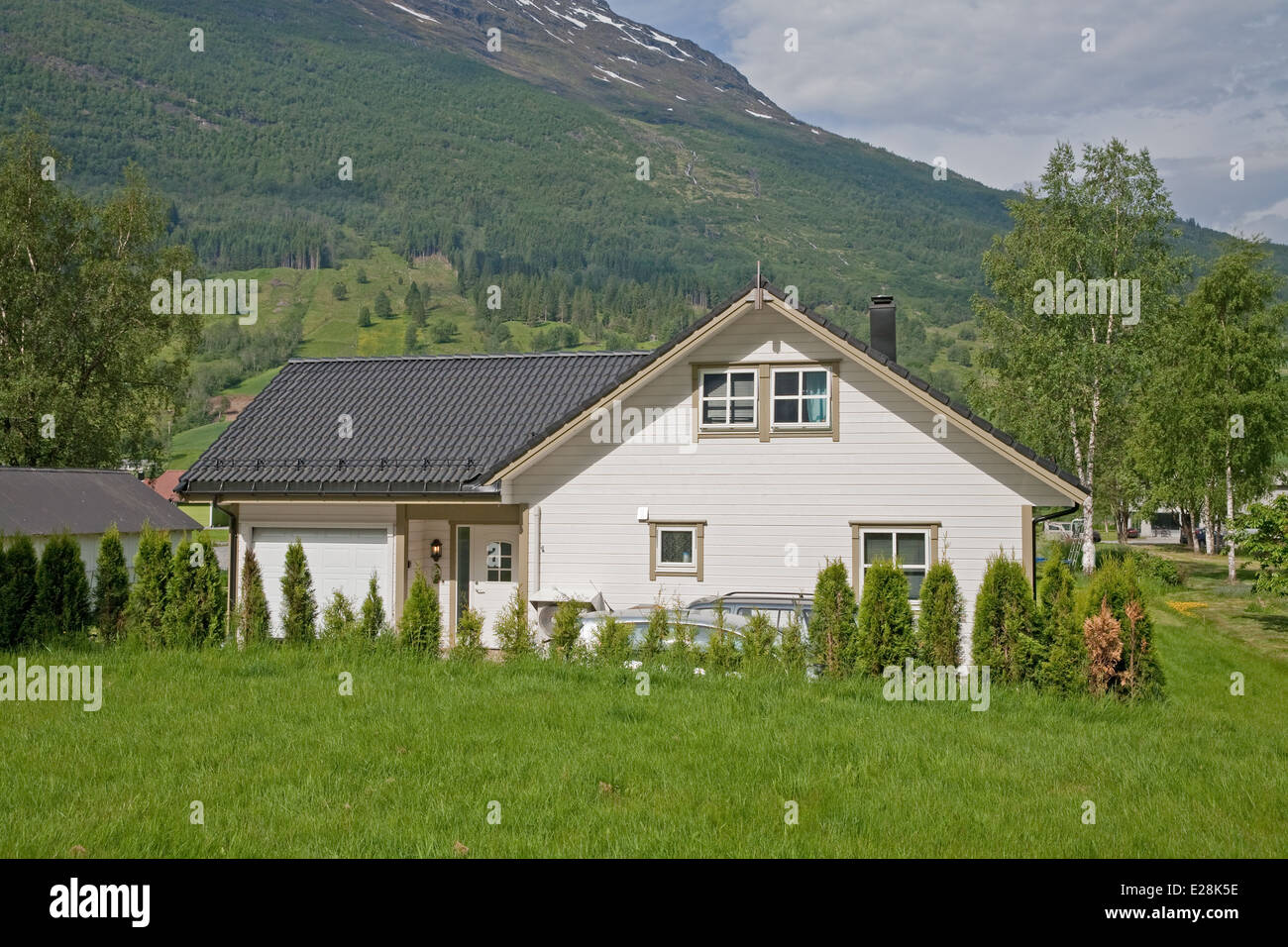 A Norwegian style wooden house in Olden Stock Photo - Alamy