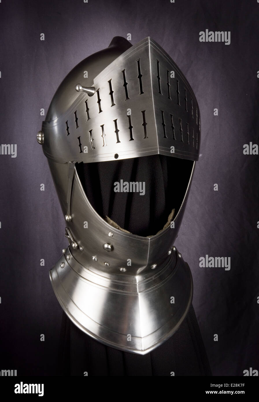 Armour of the medieval knight. Metal protection of the soldier against ...