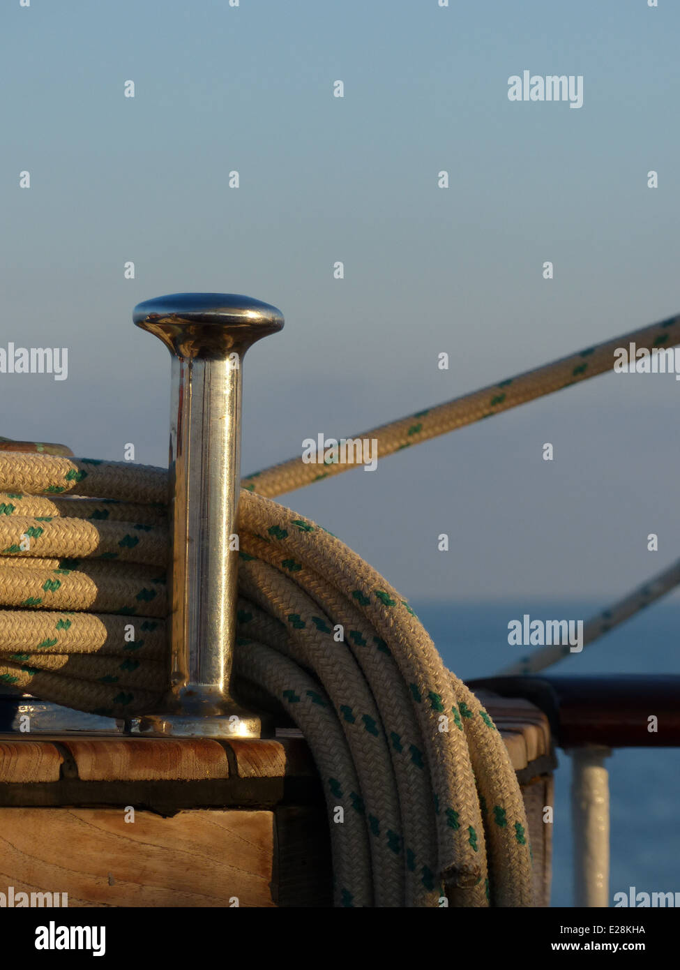 Detail image from Royal Clipper showing coil of rope round pin Stock ...