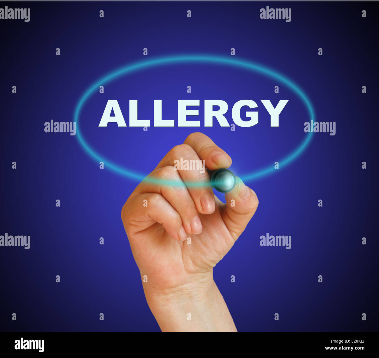 writing word ALLERGY with marker on gradient background made in 2d ...
