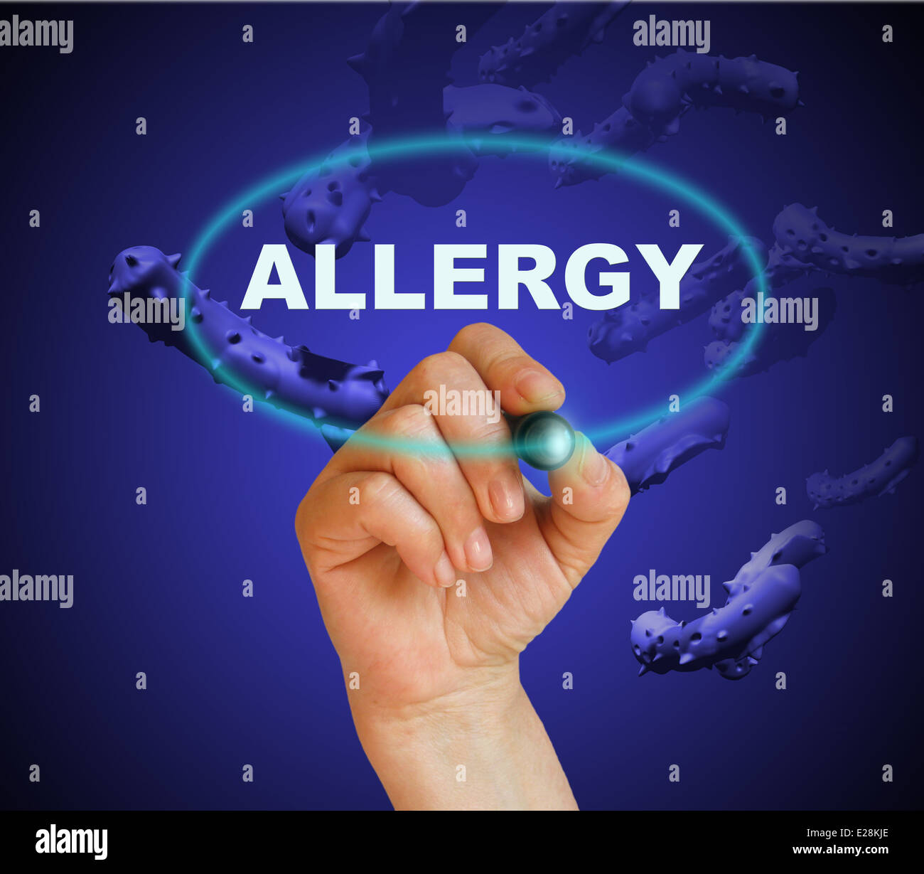 writing word ALLERGY with marker on gradient background made in 2d ...