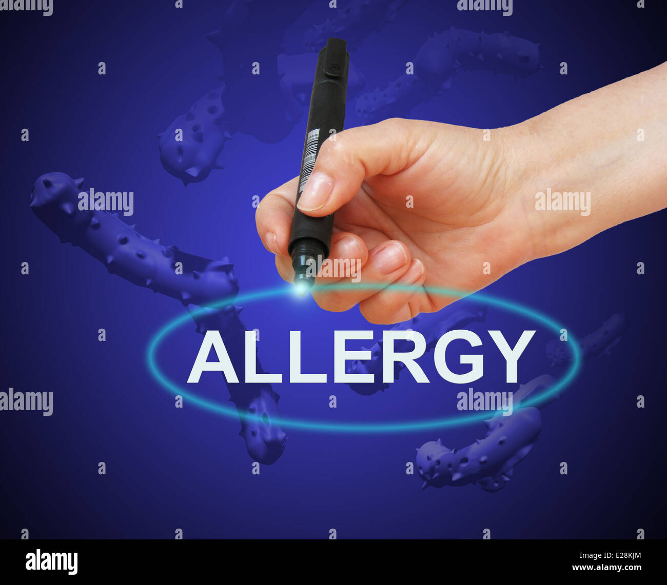writing word ALLERGY with marker on gradient background made in 2d ...