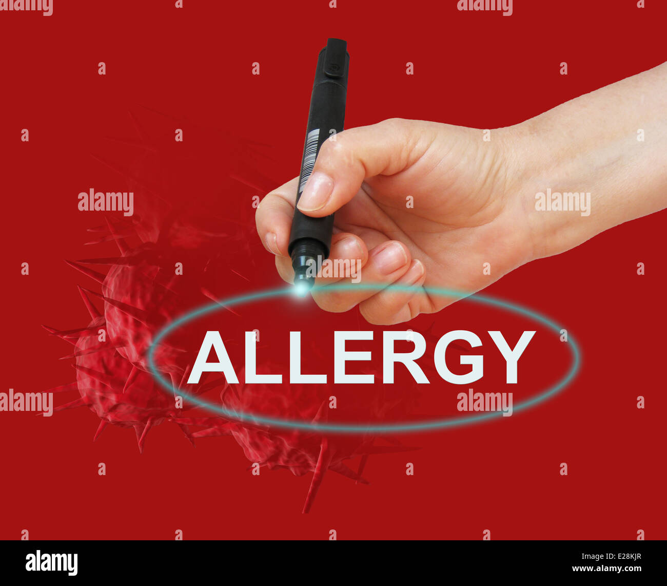 writing word ALLERGY with marker on gradient background made in 2d ...