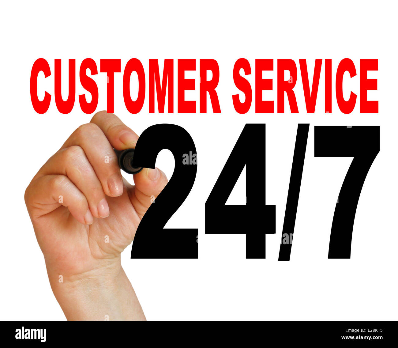 writing words ' 24/7 customer service ' on white background made in 2d ...