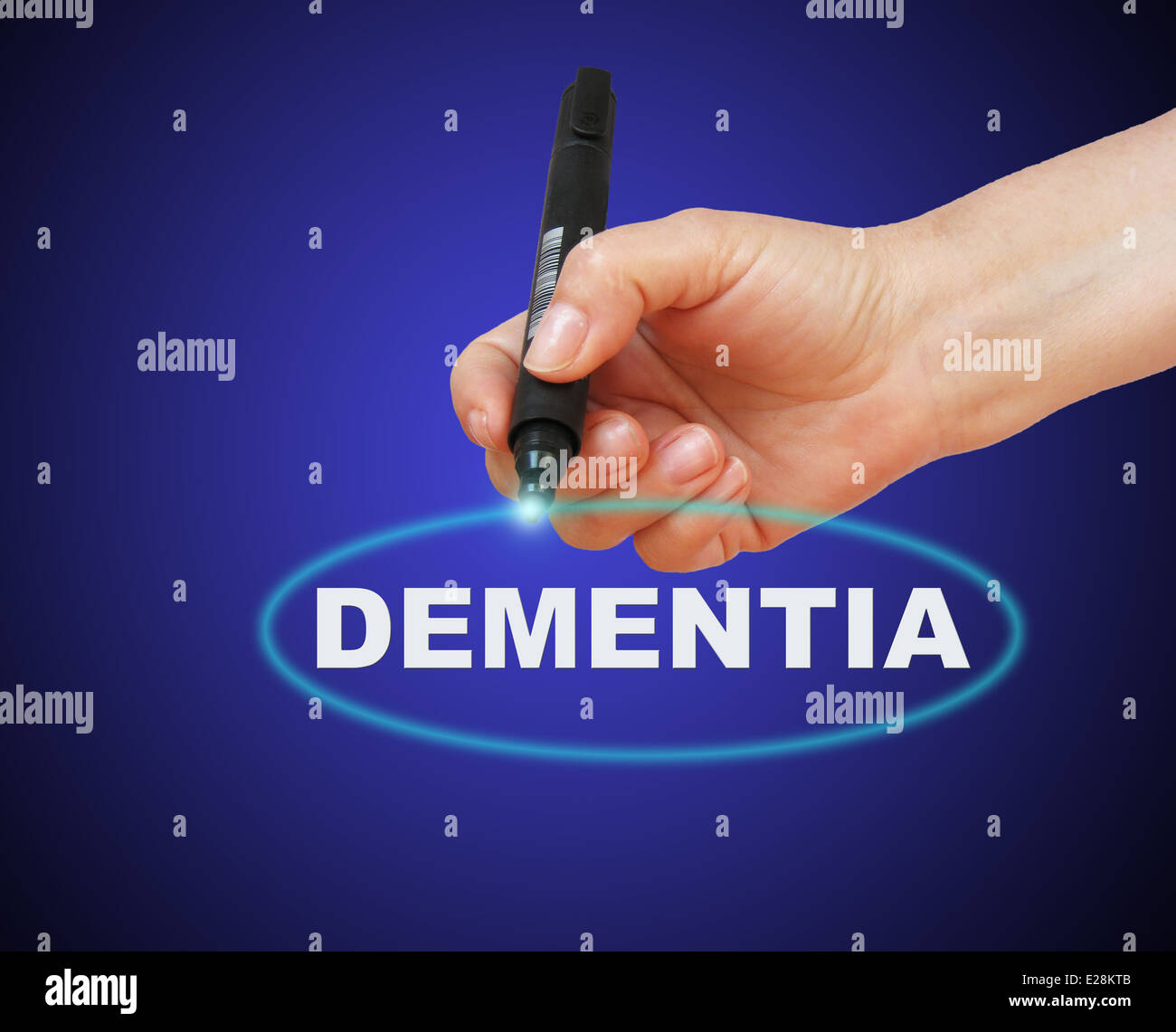 writing word DEMENTIA with marker on gradient background made in 2d ...
