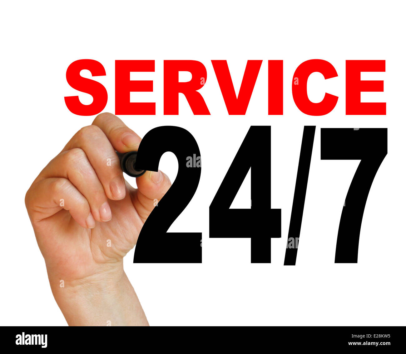 writing words ' 24/7 service ' on white background made in 2d software ...