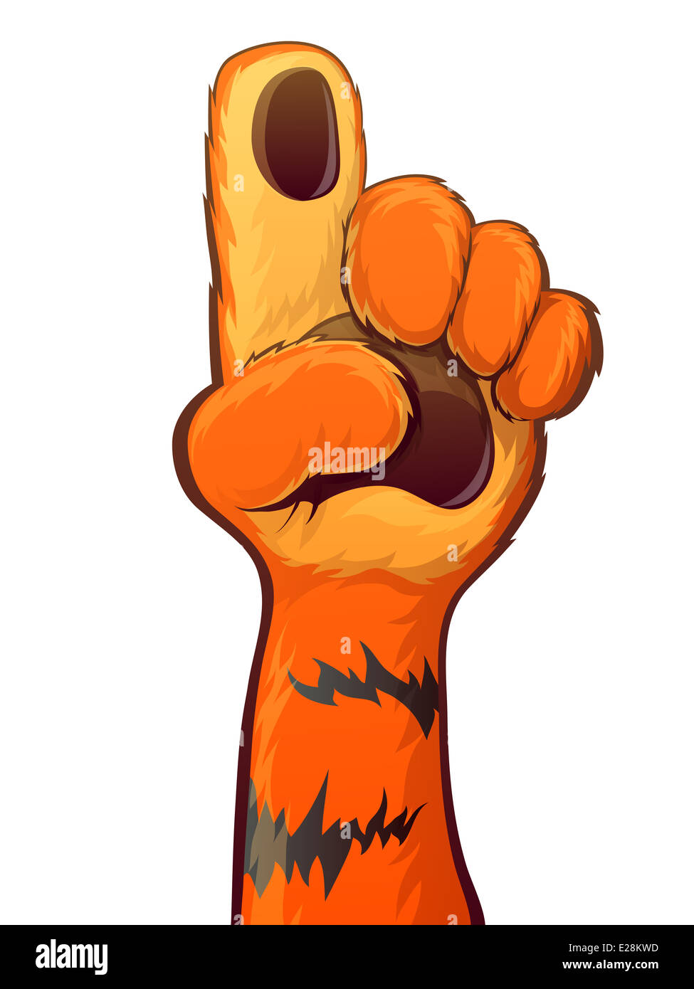 Tiger paw raises index finger upwards Stock Photo - Alamy