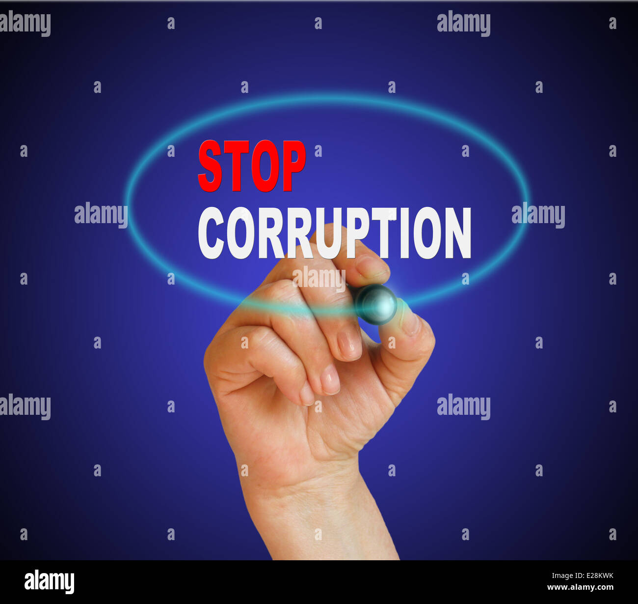 writing words ' STOP CORRUPTION ' on white background made in 2d ...